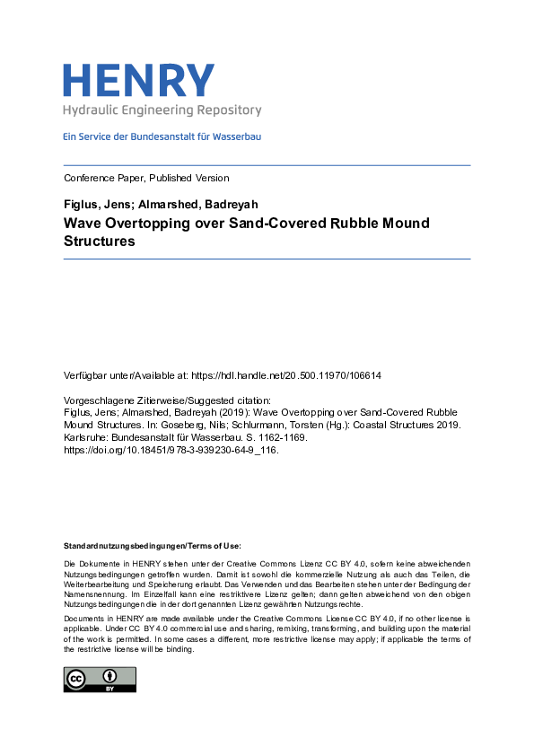 (PDF) Wave Overtopping over Sand-Covered Rubble Mound Structures