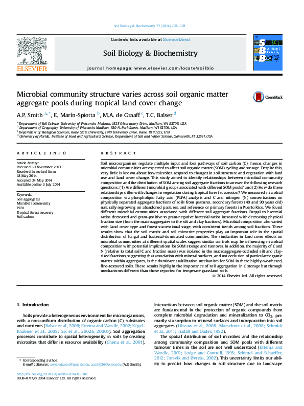 (PDF) Microbial community structure varies across soil organic matter ...