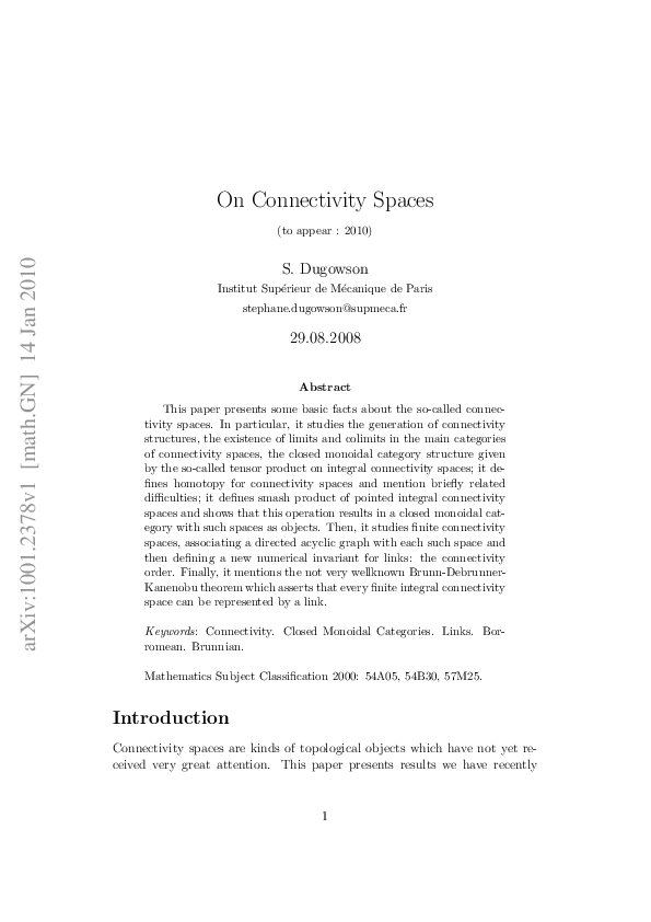 (PDF) On Connectivity Spaces