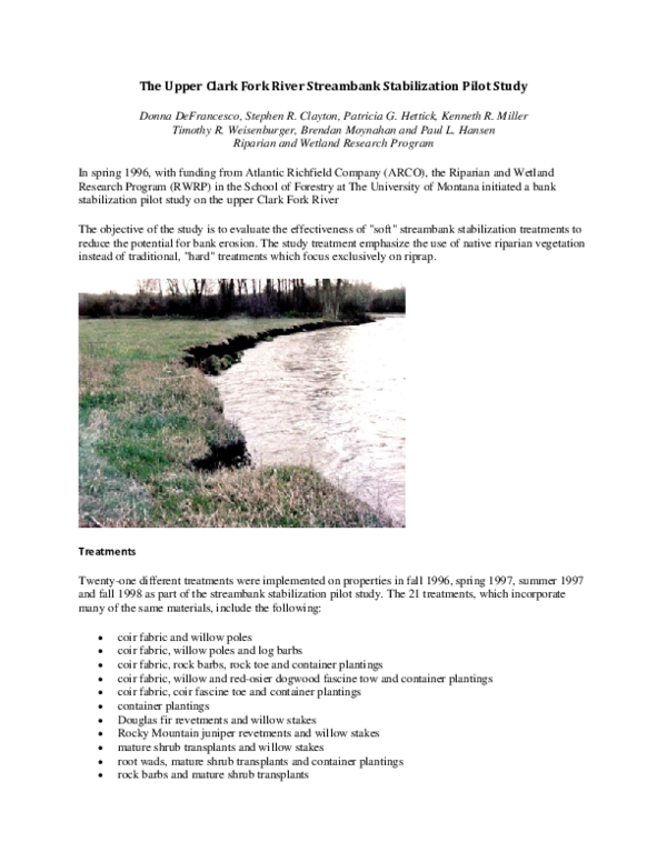 (PDF) Streambank Stabilization to Combat Erosion