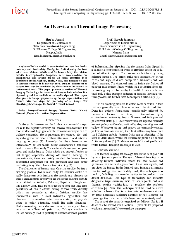(PDF) An Overview on Thermal Image Processing