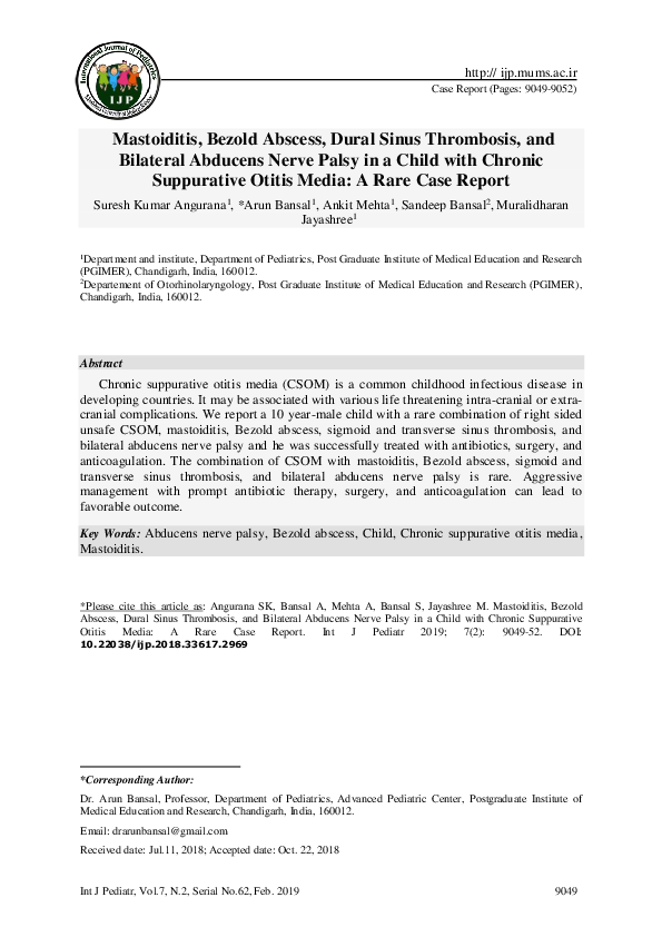 (PDF) Mastoiditis, Brain Abscess and Sinus Thrombosis As Complications ...