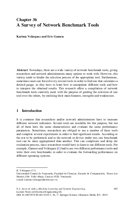 (PDF) A Survey of Network Benchmark Tools
