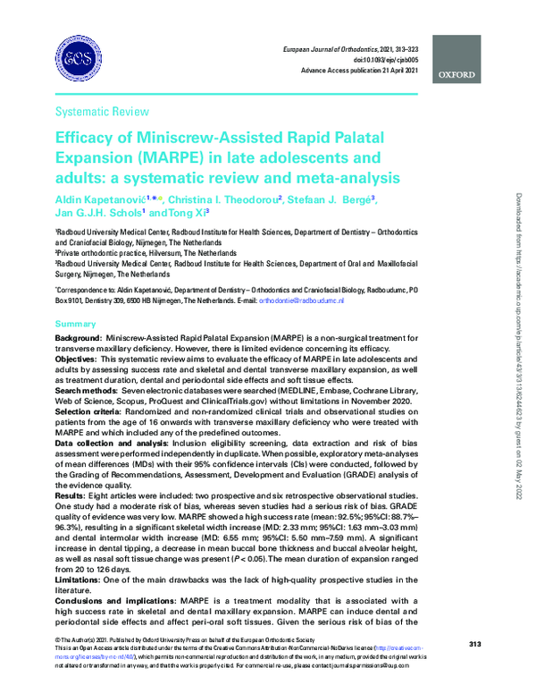 (PDF) Efficacy of Miniscrew-Assisted Rapid Palatal Expansion (MARPE) in ...