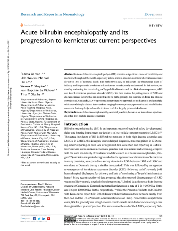 (PDF) Acute bilirubin encephalopathy and its progression to kernicterus ...