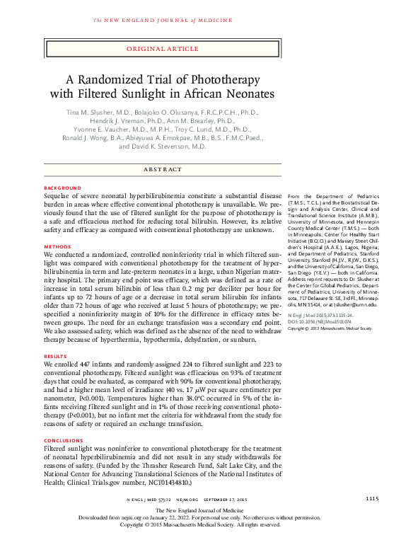 (PDF) A Randomized Trial of Phototherapy with Filtered Sunlight in ...