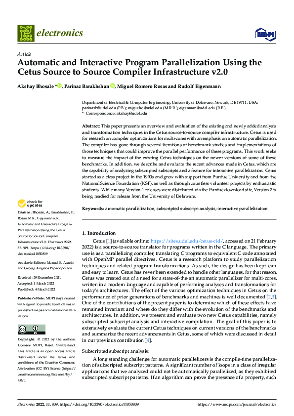 Pdf Automatic And Interactive Program Parallelization Using The Cetus Source To Source