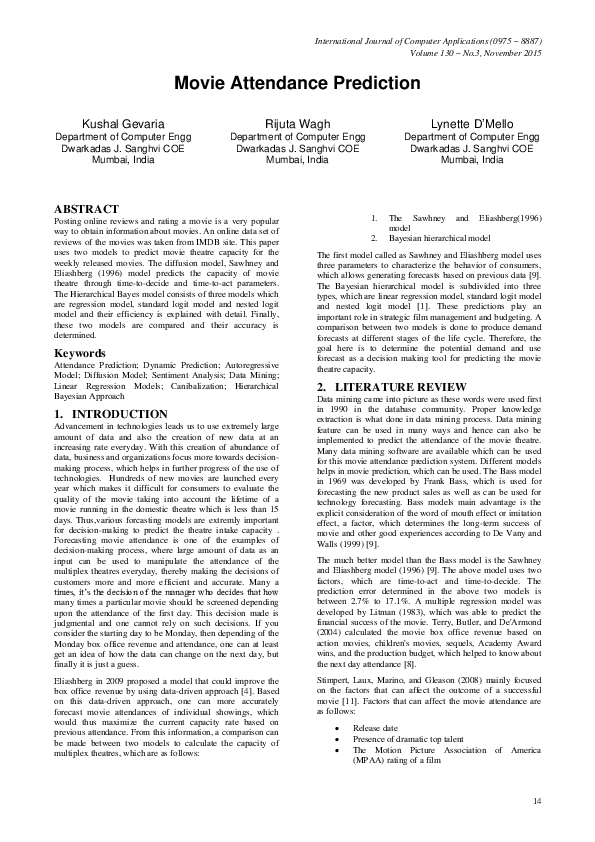 (PDF) Movie Attendance Prediction