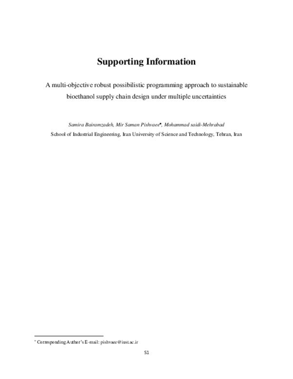 Pdf A Multi Objective Robust Possibilistic Programming Approach To Sustainable Bioethanol