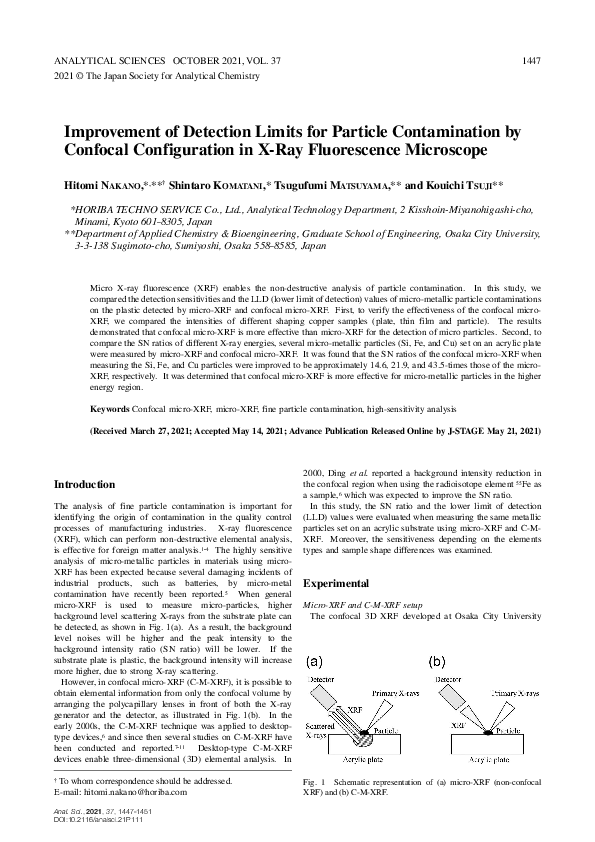 (PDF) Improvement of Detection Limits for Particle Contamination by ...