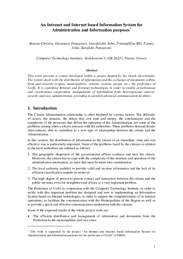 (PDF) An Intranet and Internet-based information system for administration and information purposes