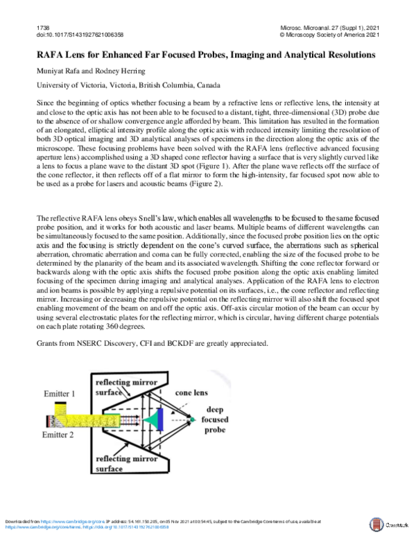 (PDF) RAFA Lens for Enhanced Far Focused Probes, Imaging and Analytical Resolutions