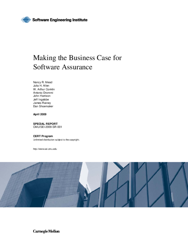 (PDF) Making the Business Case for Software Assurance