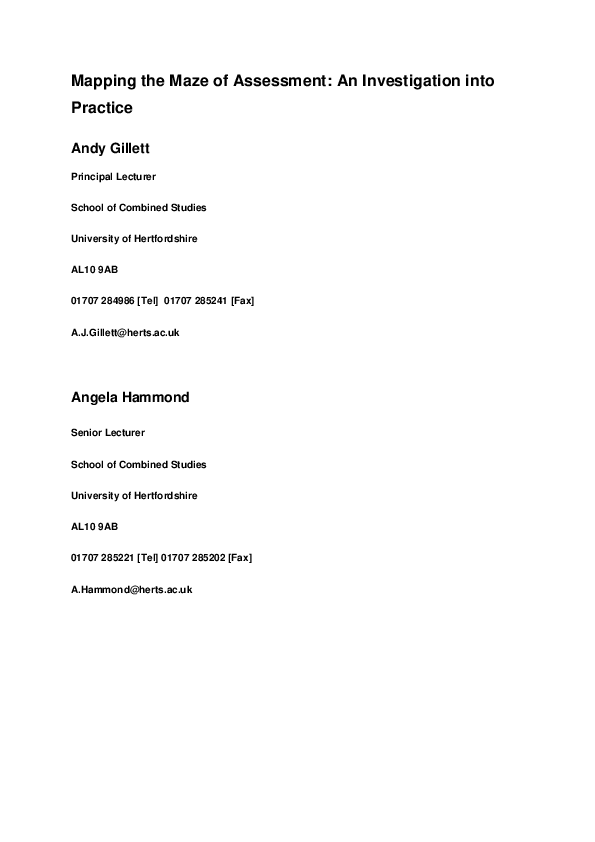 (PDF) Mapping the maze of assessment