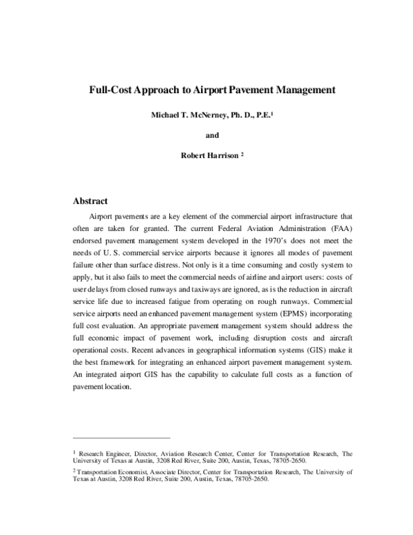 (PDF) Full-Cost Approach to Airport Pavement Management