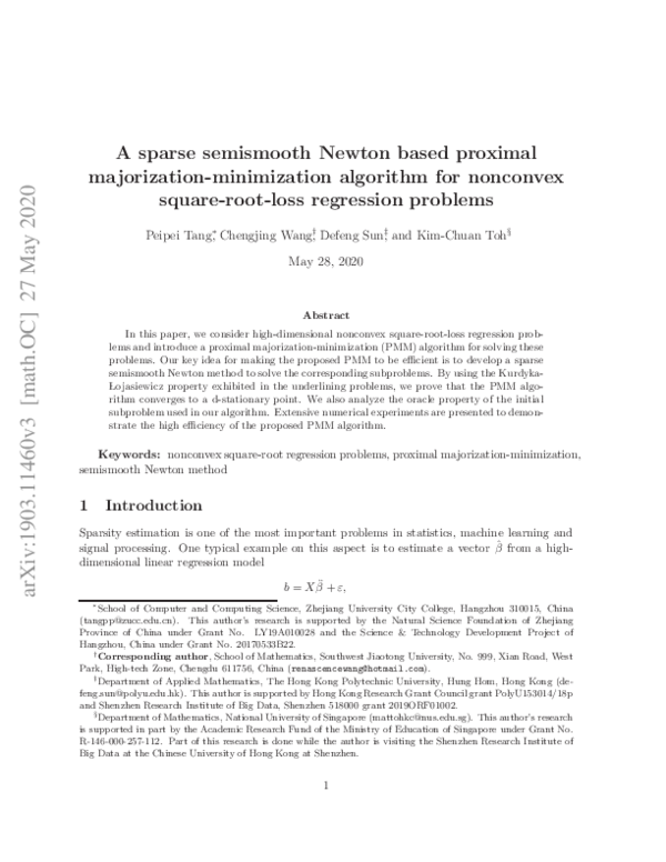 (PDF) A Sparse Semismooth Newton Based Proximal Majorization Minimization Algorithm for ...