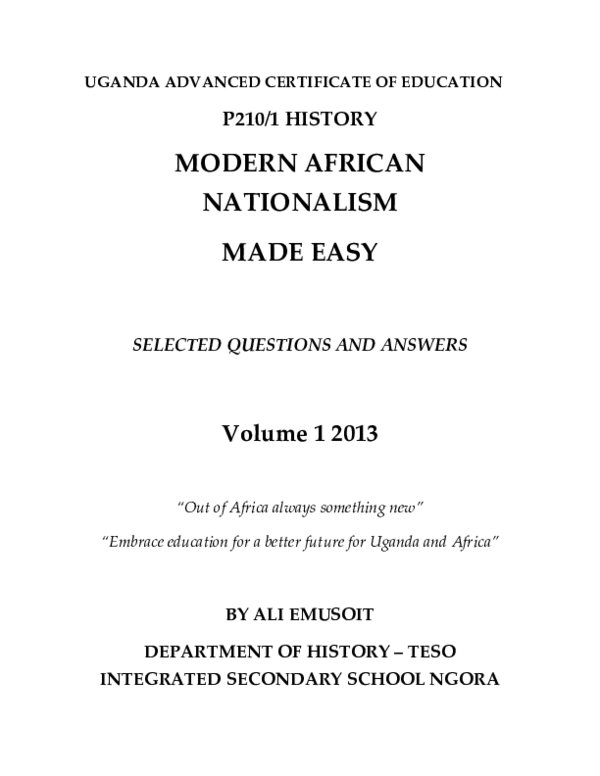 (PDF) MODERN AFRICAN NATIONALISM MADE EASY