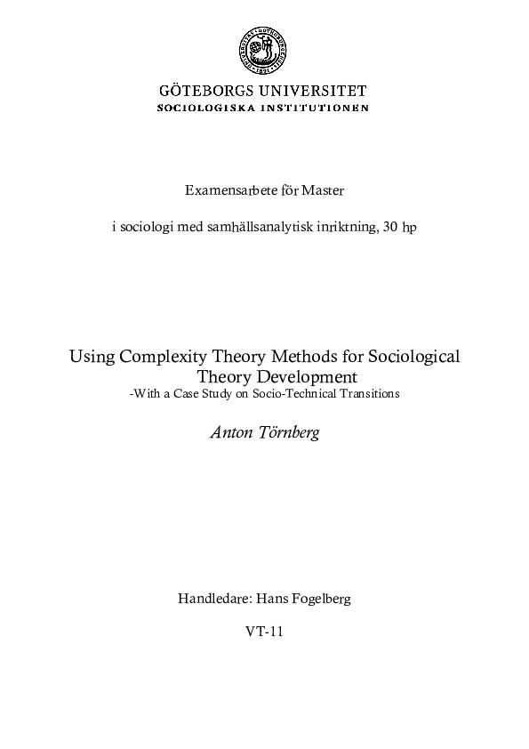 (PDF) Using Complexity Theory Methods for Sociological Theory Development-With a Case Study on ...