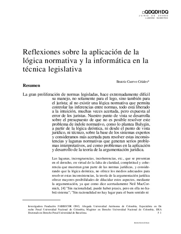 (PDF) Reflexiones Sobre La Aplicación De La Lógica Normativa y La ...