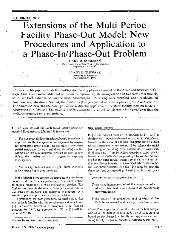 (PDF) Extensions of the Multi-Period Facility Phase-Out Model: New ...