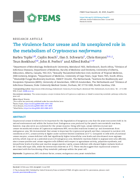 (PDF) The virulence factor urease and its unexplored role in the ...