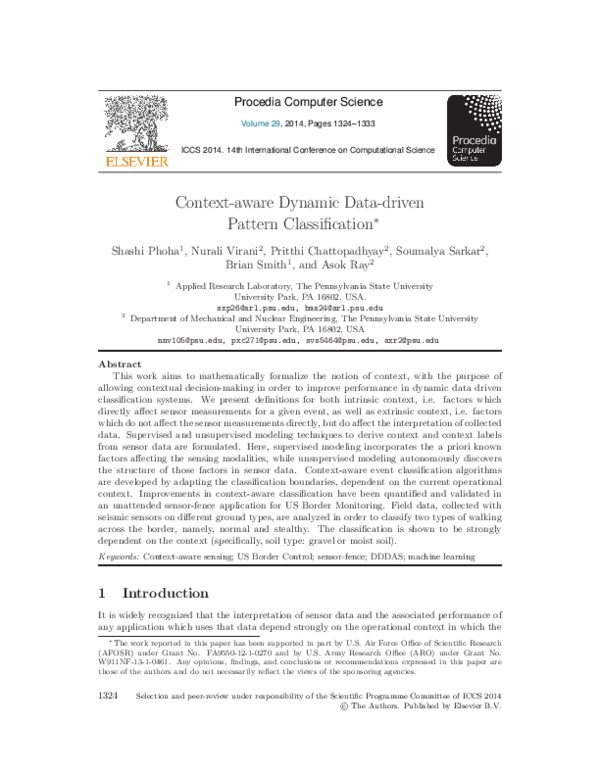 (PDF) Context-aware Dynamic Data-driven Pattern Classification