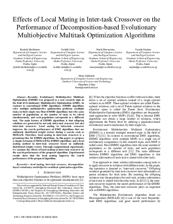 (PDF) Effects of Local Mating in Inter-task Crossover on the Performance of Decomposition-based ...