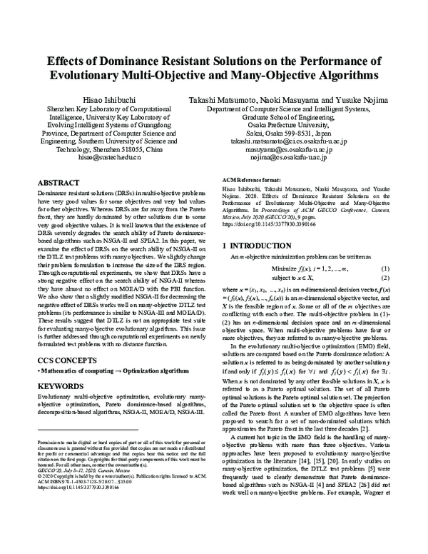 (PDF) Effects of dominance resistant solutions on the performance of evolutionary multi ...
