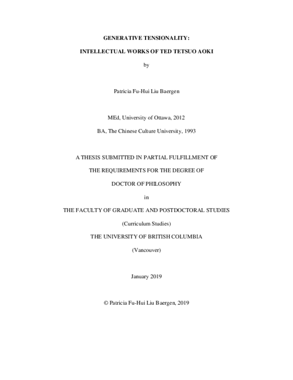 (PDF) Generative tensionality : intellectual works of Ted Tetsuo Aoki