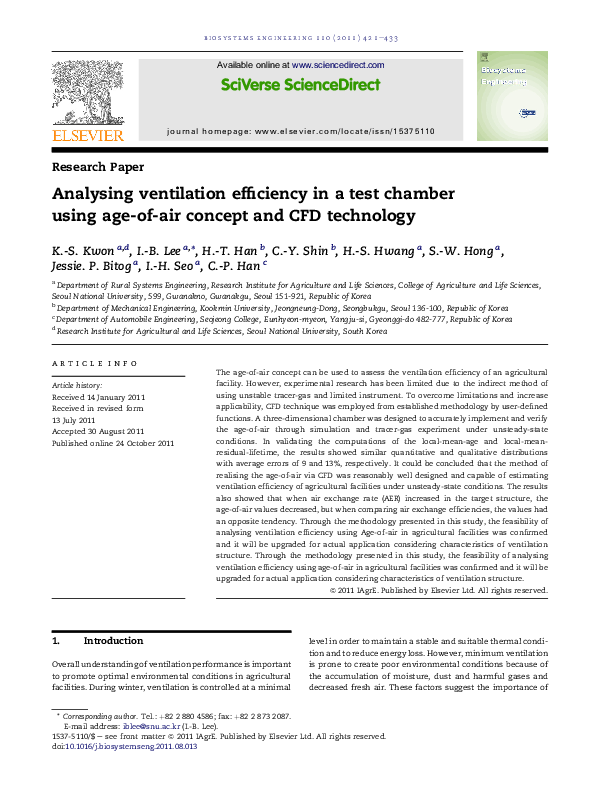 (PDF) Analysing ventilation efficiency in a test chamber using age-of ...