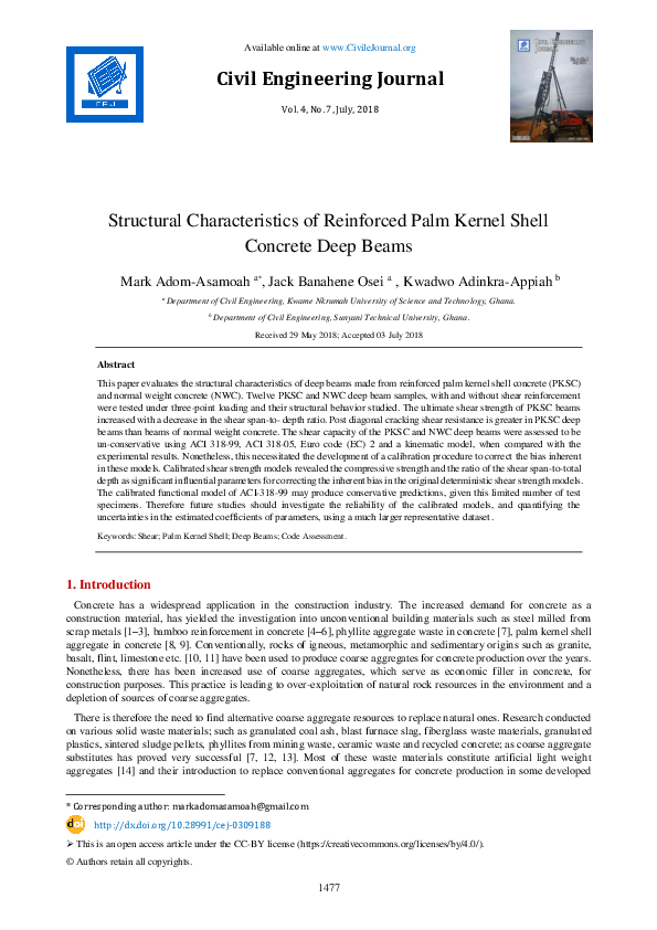 (PDF) Structural Characteristics of Reinforced Palm Kernel Shell ...