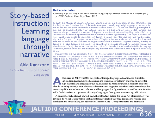 (PDF) Story-based instruction: Learning language through narrative