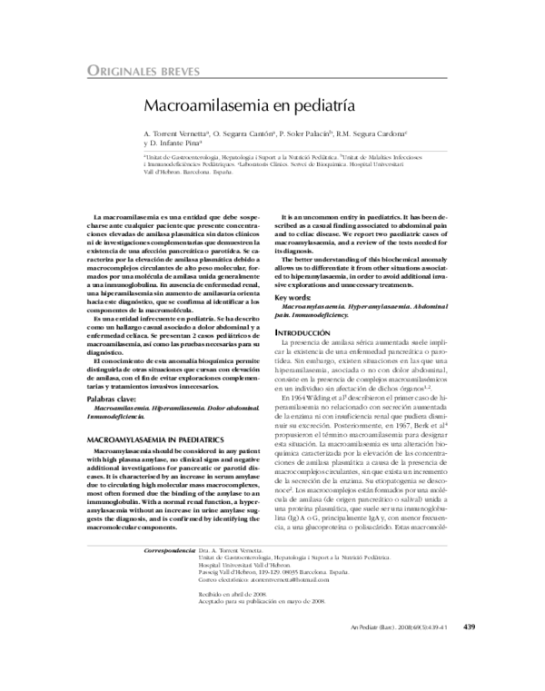 (PDF) Macroamilasemia en pediatría
