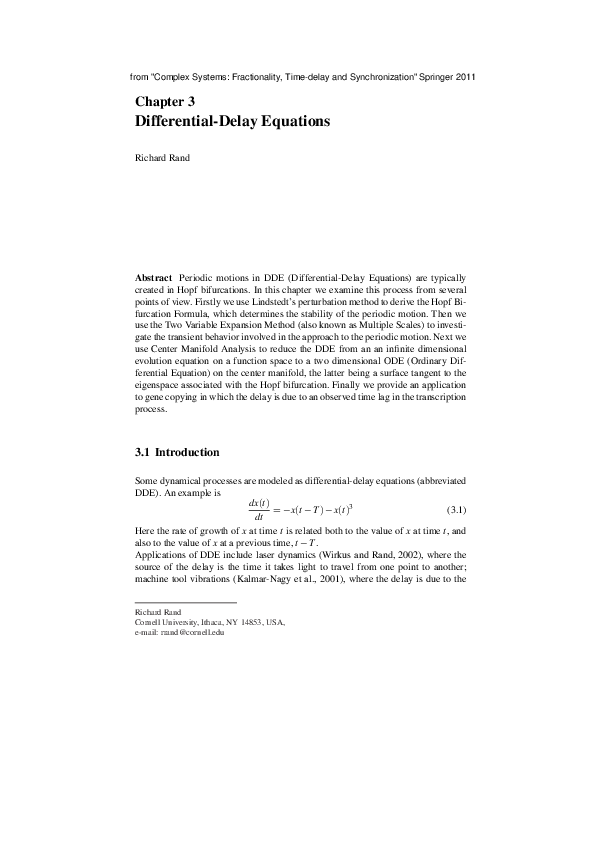 (PDF) Differential-Delay Equations