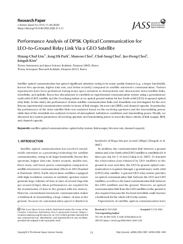(PDF) Performance Analysis of DPSK Optical Communication for LEO-to-Ground Relay Link Via a GEO ...