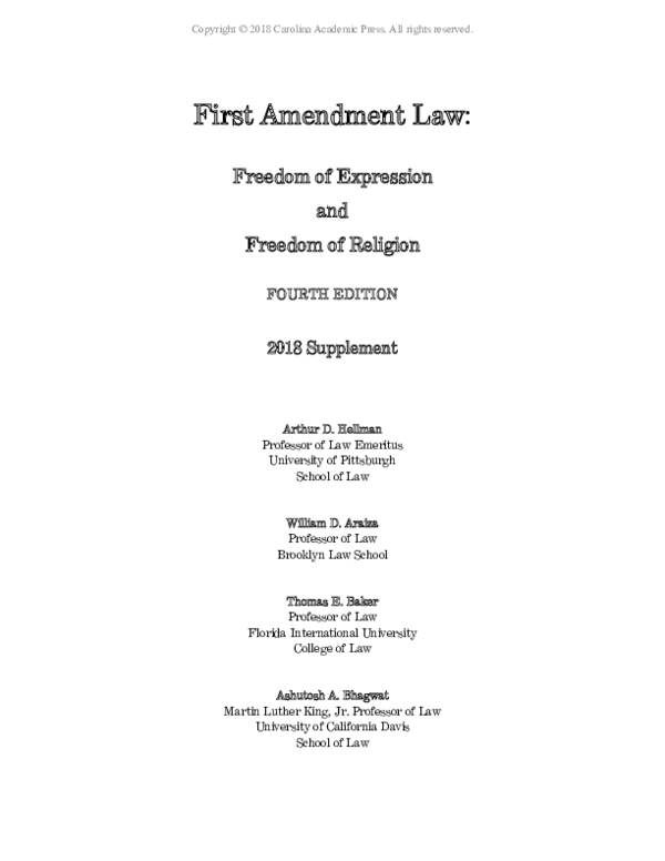 (PDF) First Amendment law: freedom of expression and freedom of religion