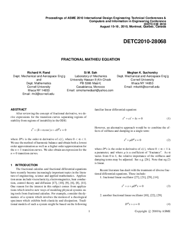 (PDF) Fractional Mathieu equation
