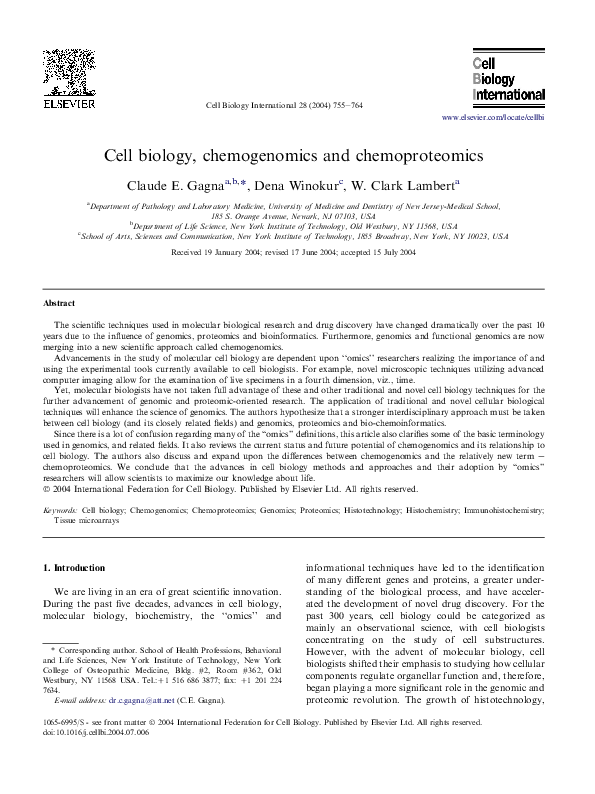 (PDF) Cell biology, chemogenomics and chemoproteomics