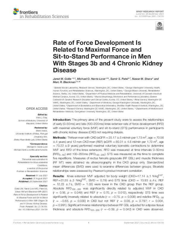 (PDF) Rate of Force Development Is Related to Maximal Force and Sit-to ...