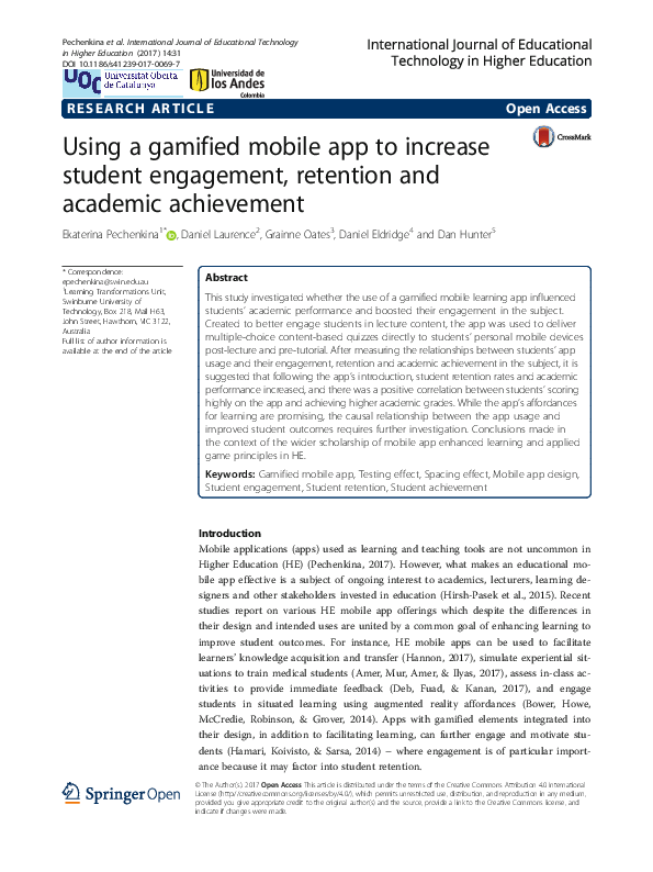 (PDF) Using a gamified mobile app to increase student engagement ...