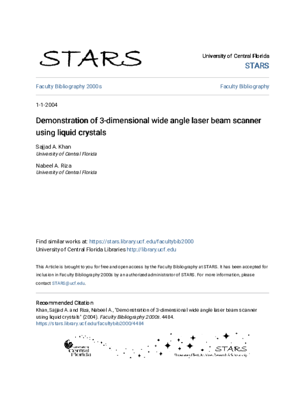 (PDF) Demonstration of 3-dimensional wide angle laser beam scanner ...