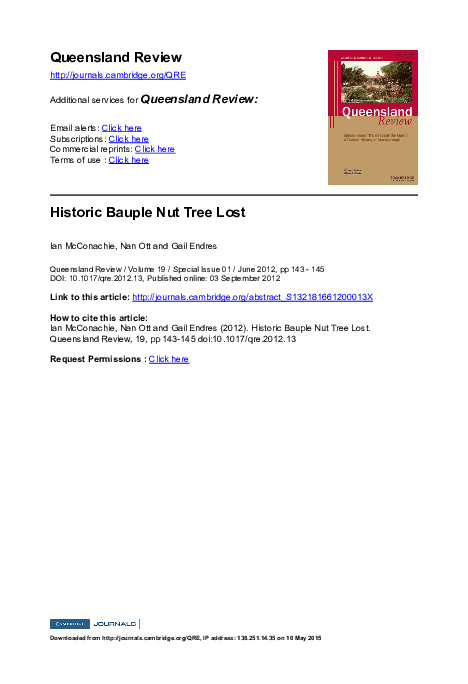 (PDF) Historic Bauple Nut Tree Lost
