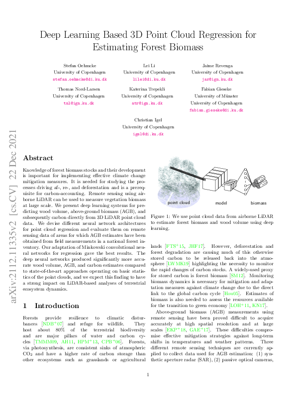 (PDF) Deep Learning Based 3D Point Cloud Regression for Estimating Forest Biomass
