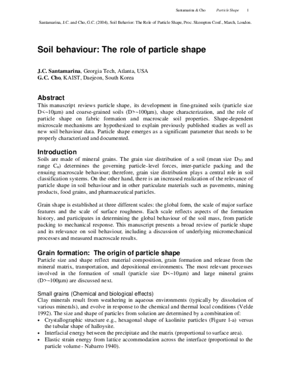 (PDF) Soil behaviour: The role of particle shape