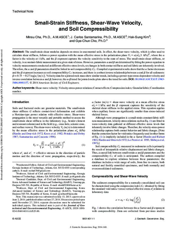 (PDF) Small-Strain Stiffness, Shear-Wave Velocity, and Soil Compressibility
