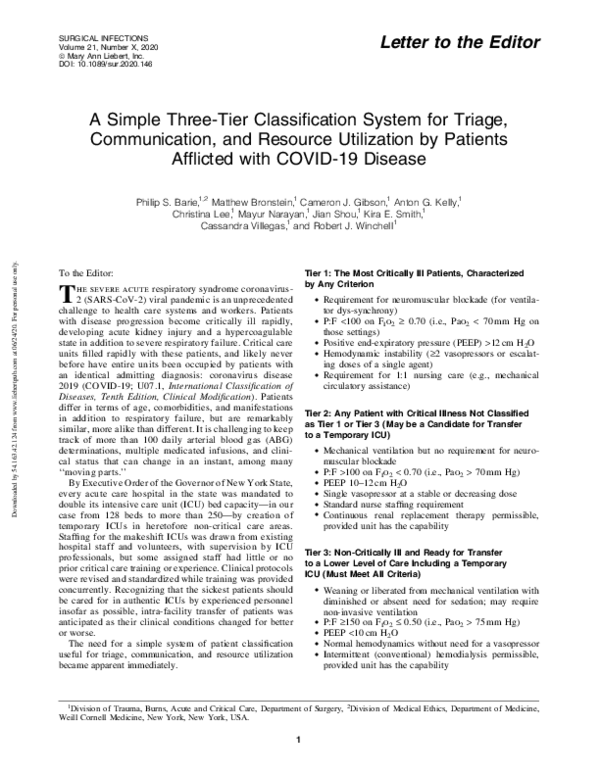 (PDF) A Simple Three-Tier Classification System for Triage ...