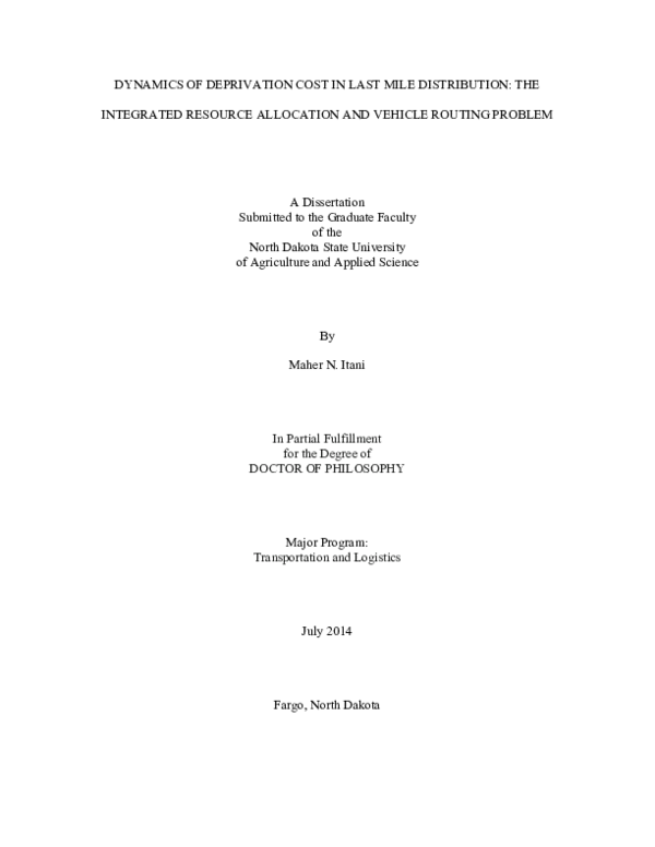 (PDF) Dynamics of deprivation cost in last mile distribution: The ...