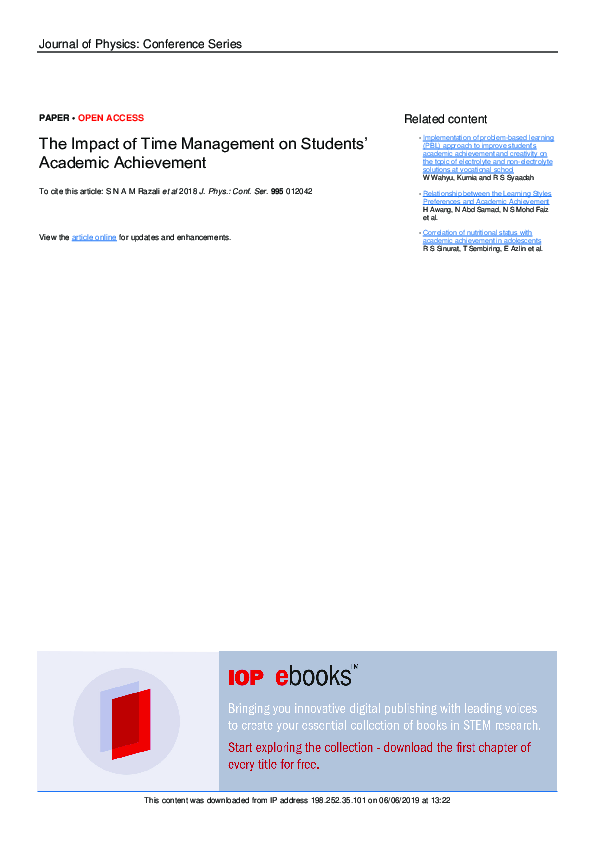 (PDF) The Impact of Time Management on Students’ Academic Achievement