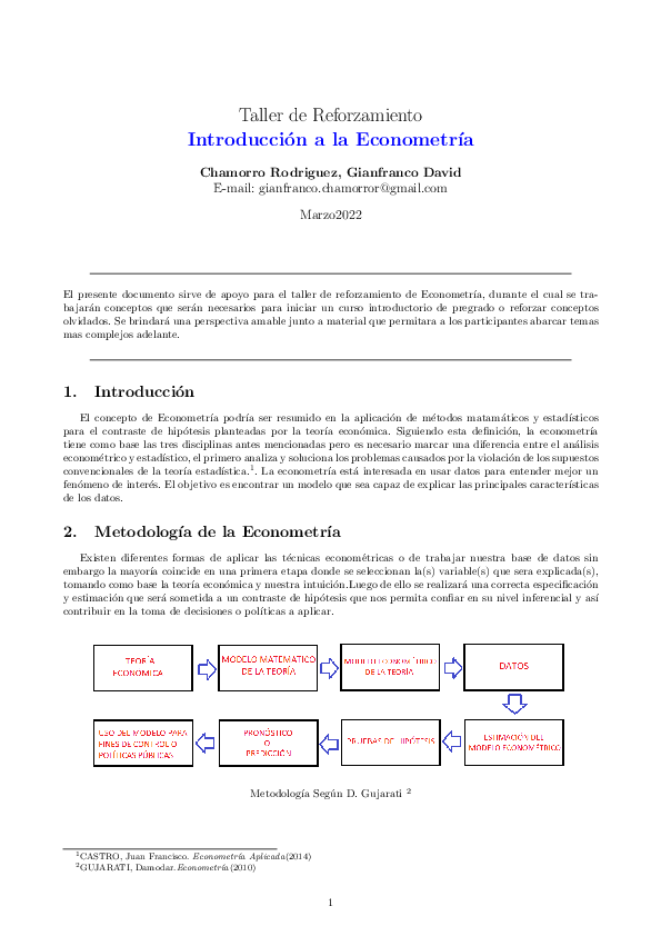 (PDF) Taller de Reforzamiento Introducción a la Econometría