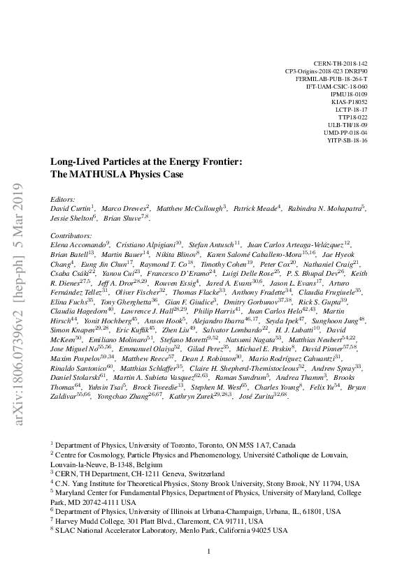(PDF) Long-Lived Particles at the Energy Frontier: The MATHUSLA Physics ...